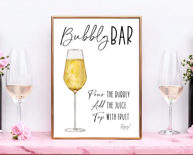 Printable Bubbly Bar Sign: Wedding Mimosa Bar Decor (digital Download ...