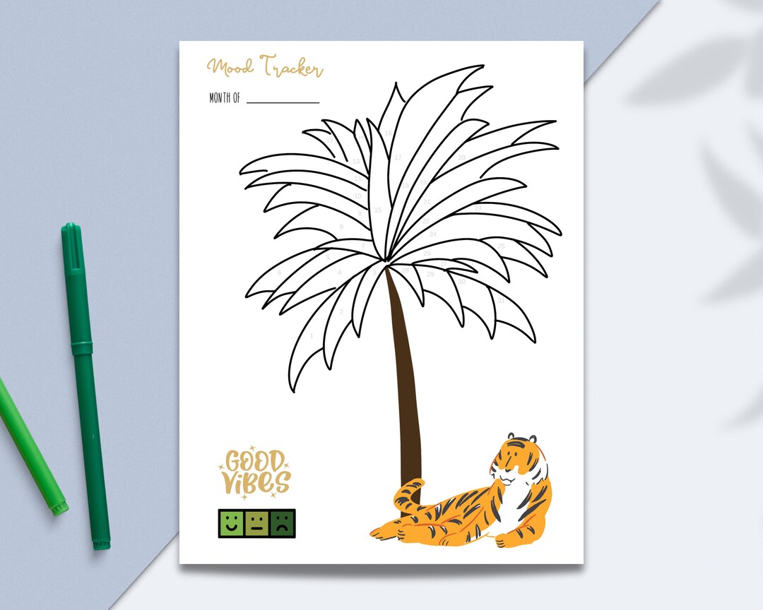 Printable Mood Tracker: Coloring Page, Mental Health Planner (digital ...