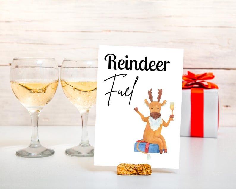 Printable Christmas Bar Sign, Reindeer Fuel, Christmas Hosting Decor ...