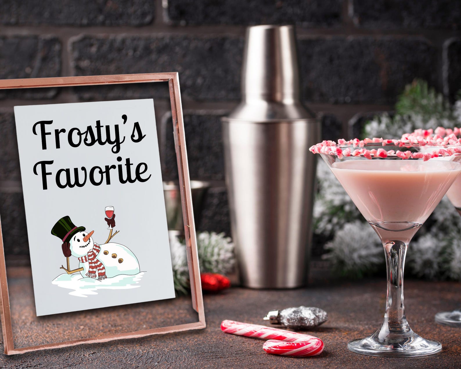 Printable Christmas Bar Sign, Frosty's Favorite, Holiday Hosting Decor ...