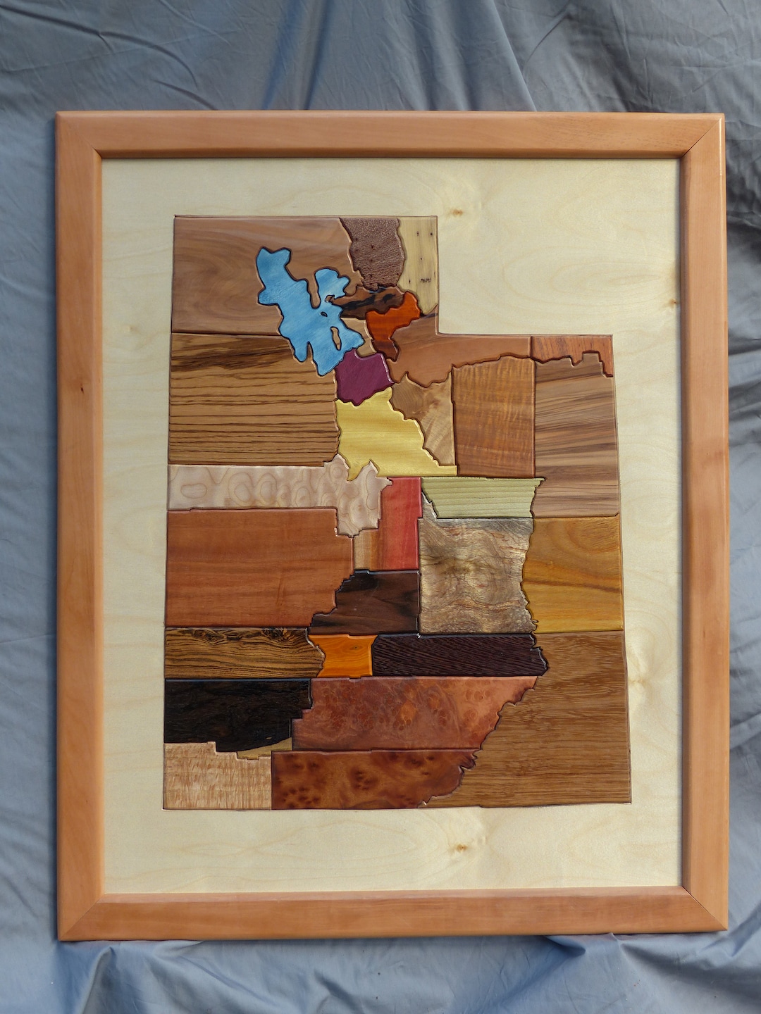 Wood Map,utah,art,home,office,hardwood,exotic Wood,carving,wood Working ...