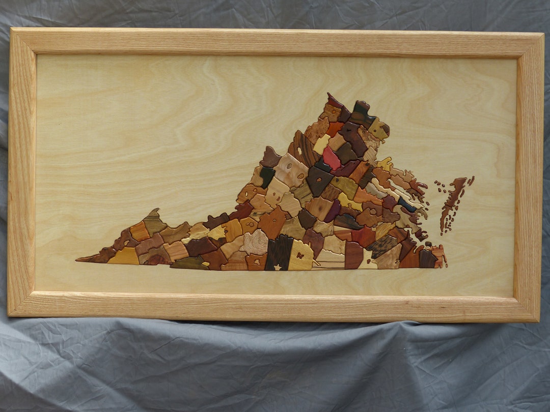 Wood Map,virgina,art,home,office,hardwood,exotic Wood,carving,wood ...