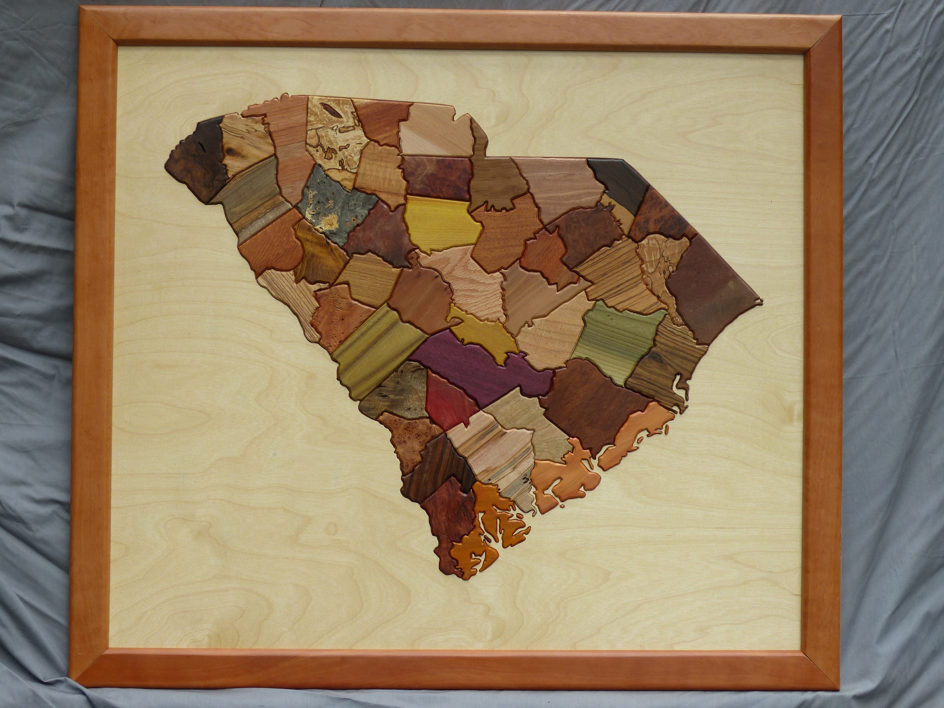 Wood Map,south Carolina,art,home,office,hardwood,exotic Wood,carving ...