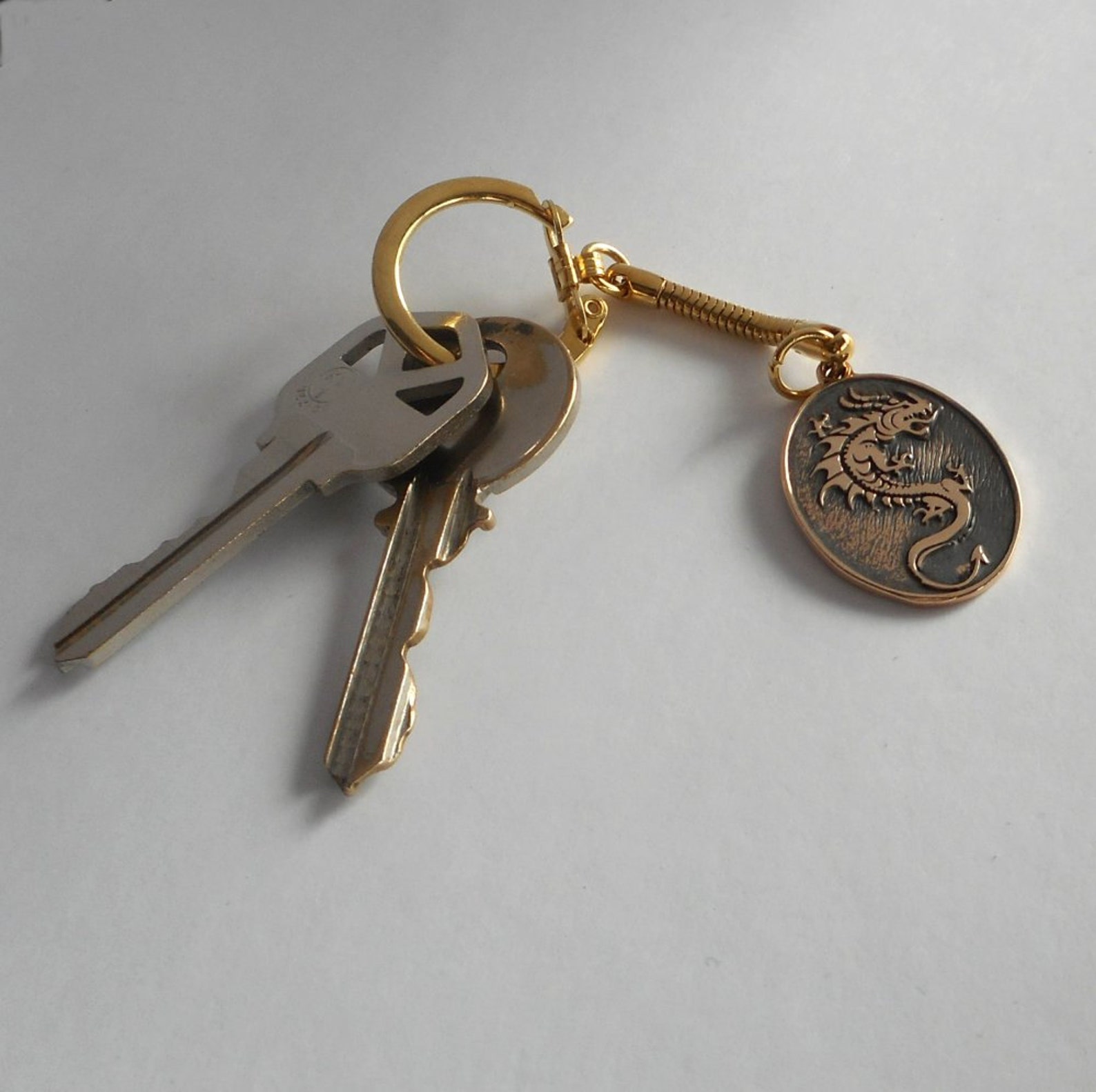 Bronze Chinese Dragon Keychain Zipper Charm 8th Anniversary | Etsy