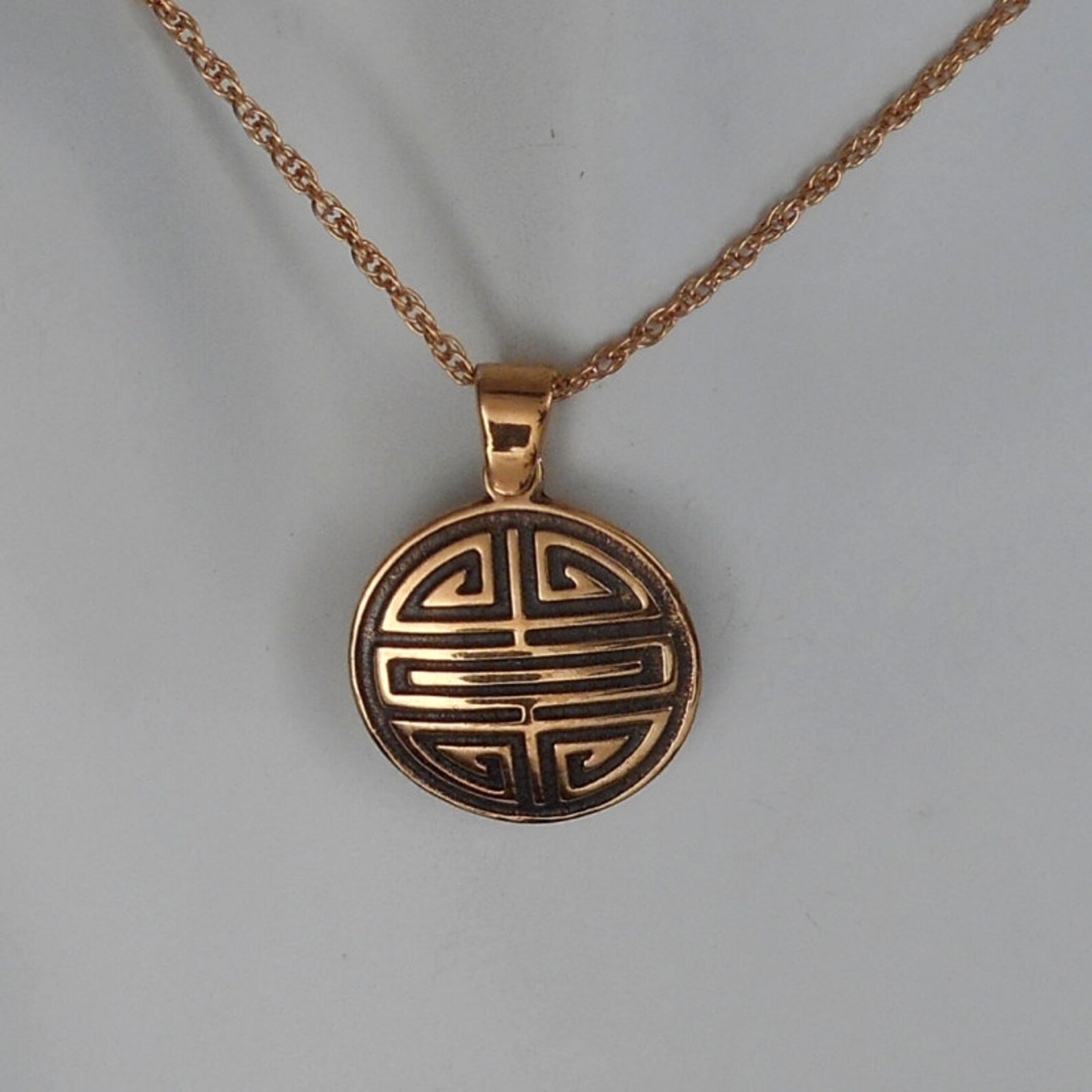 Bronze Chinese Shou Pendant 8th Anniversary Gift - Etsy UK