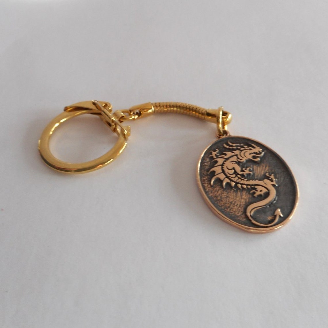 Bronze Chinese Dragon Keychain Zipper Charm 8th Anniversary | Etsy