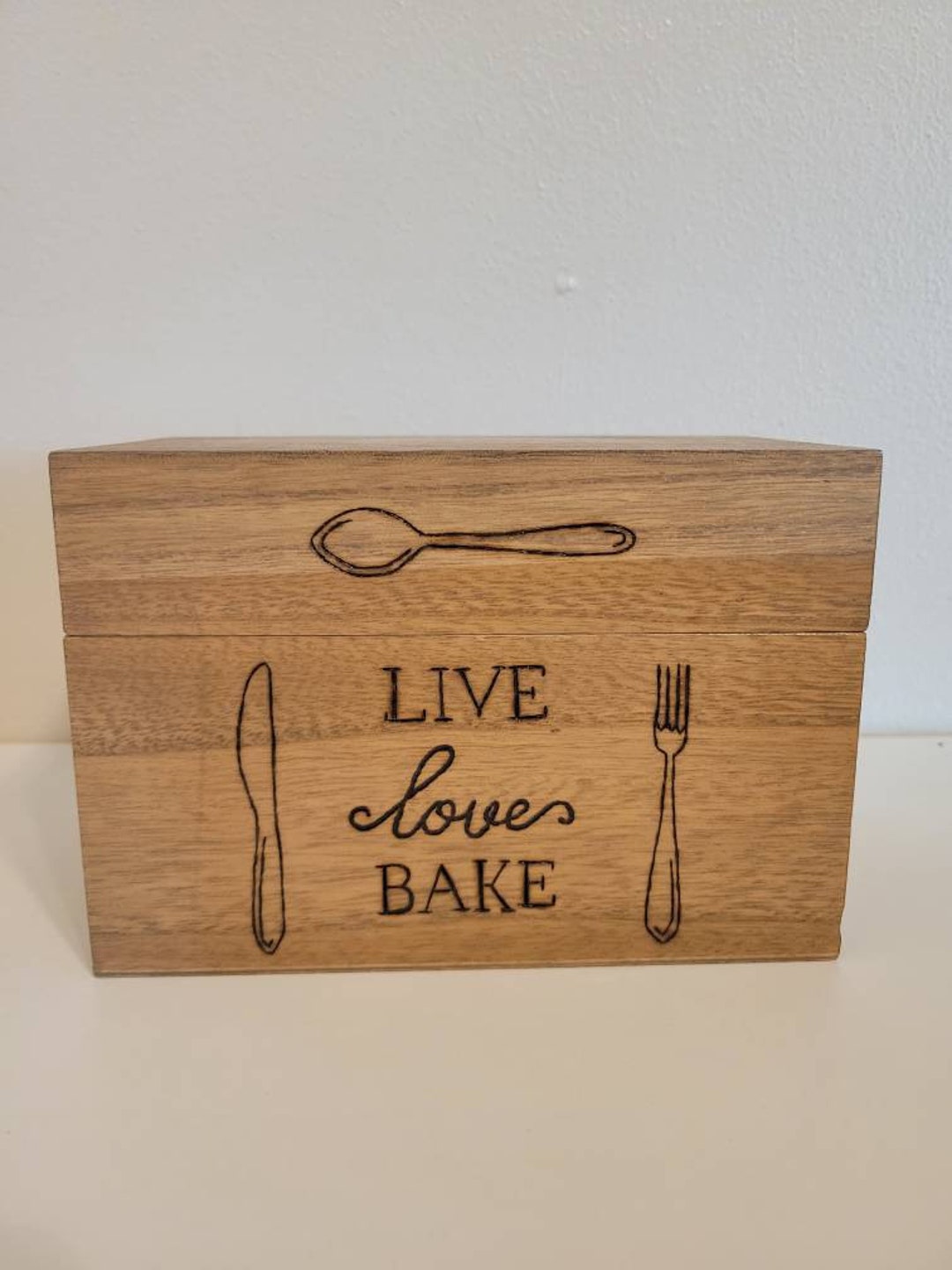 Live, Love , Bake Wood Burned Recipe Box - Etsy