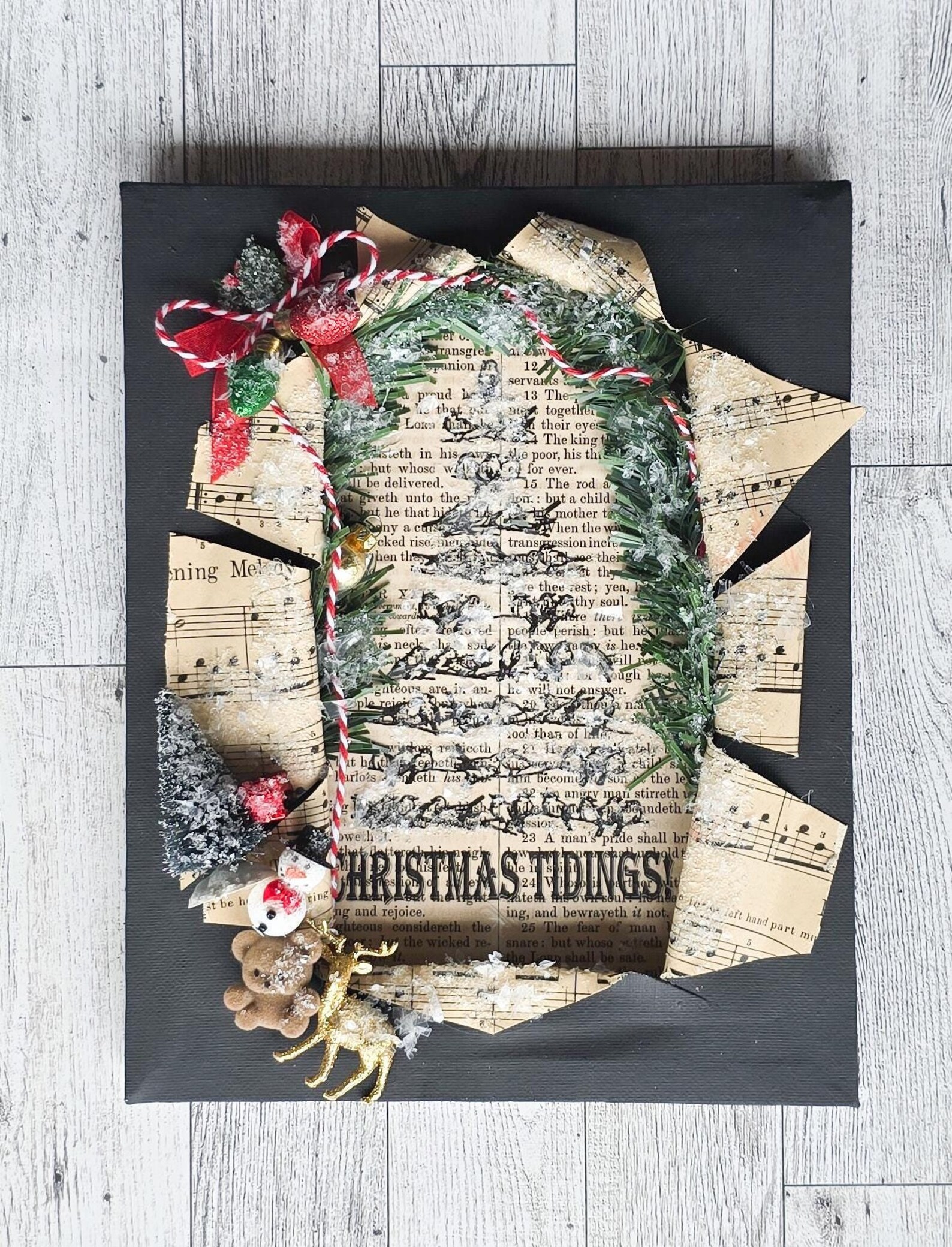 8x10 Christmas Wall Decoration, Antique Paper Vignette Wall Hanging ...