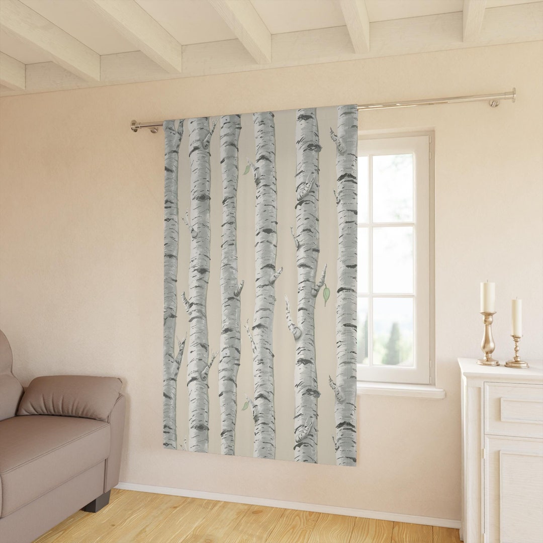 Birch Tree Window Curtains, Nature Blackout Drapes, Birch Tree Trunk ...