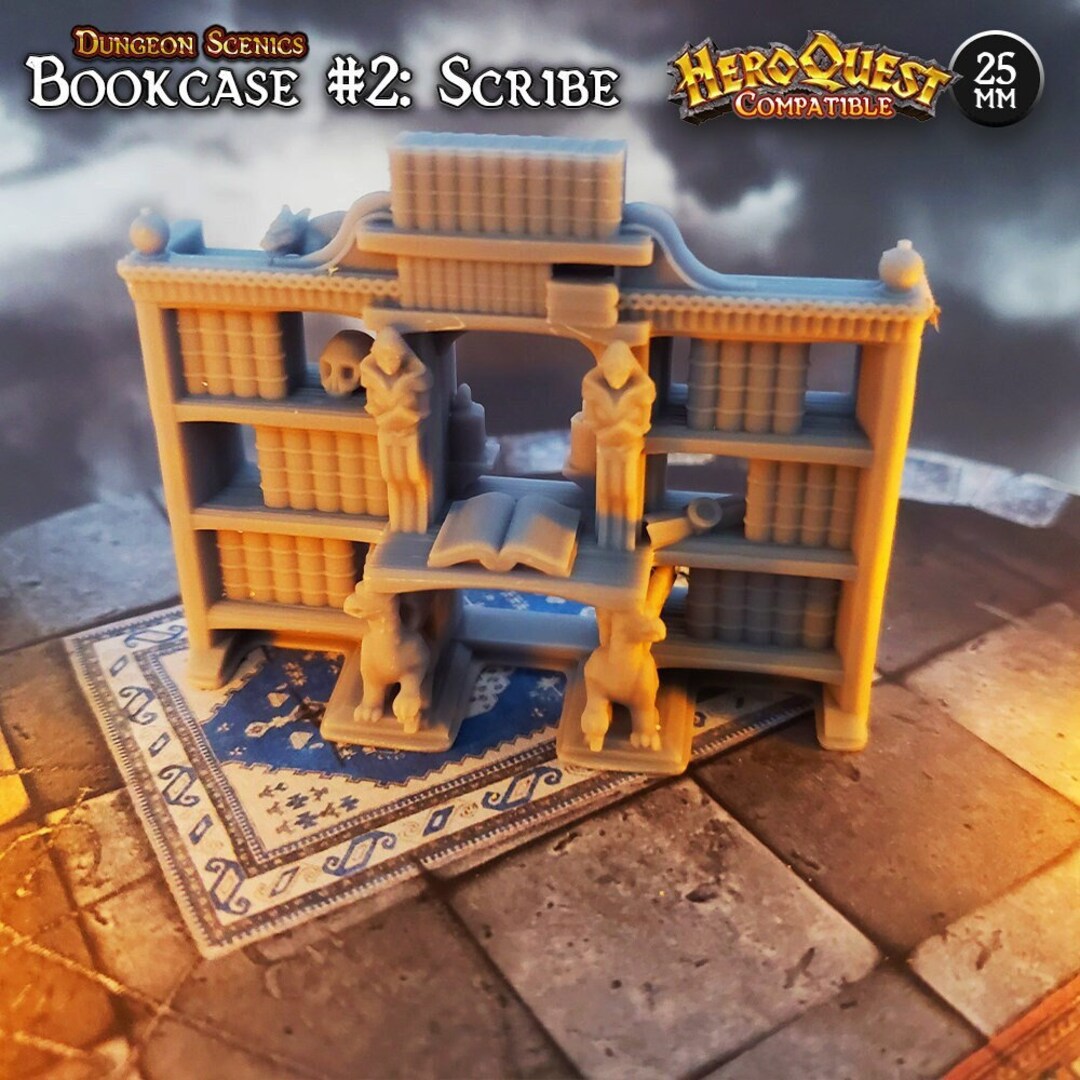 25mm Bookcase #2 the Scribe Heroquest Compatible Scenery | Boardgame ...