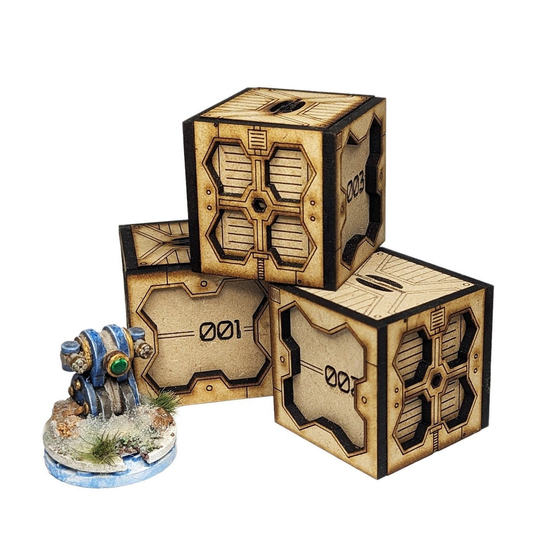 Sci-fi Crates Scatter Terrain 40mm Drop PODS Pack of 3 | Laser Cut MDF ...