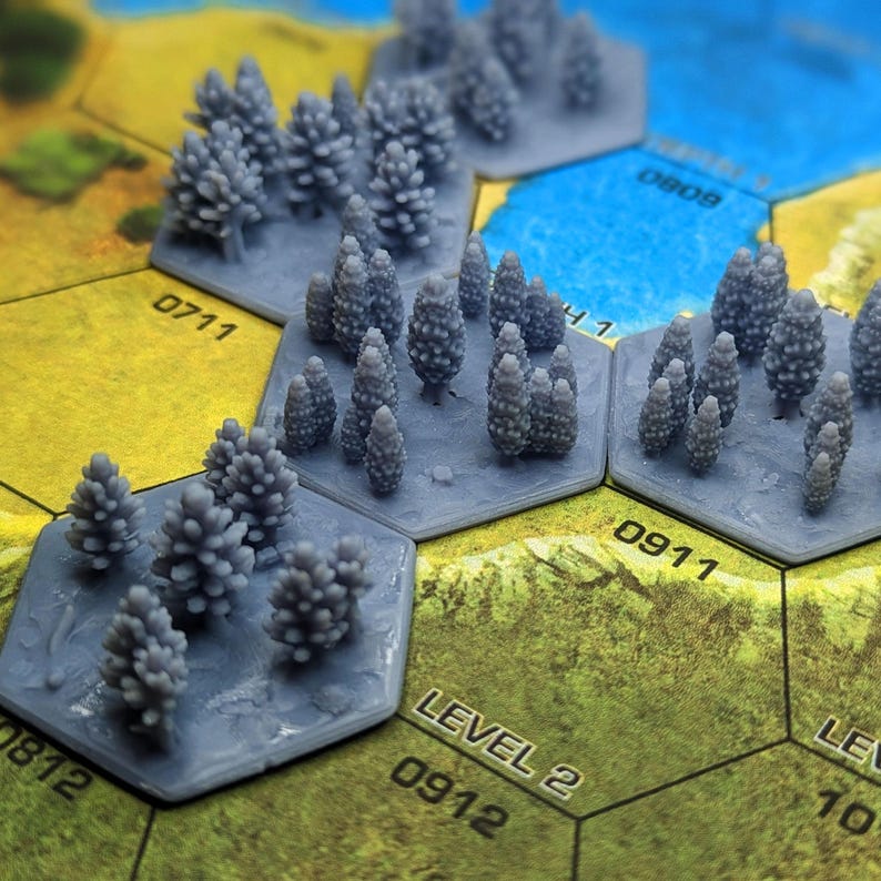 Forests 1.25"/32mm Hex Gaming Terrain Set of 4 | Hex TTRPG Scenery ...