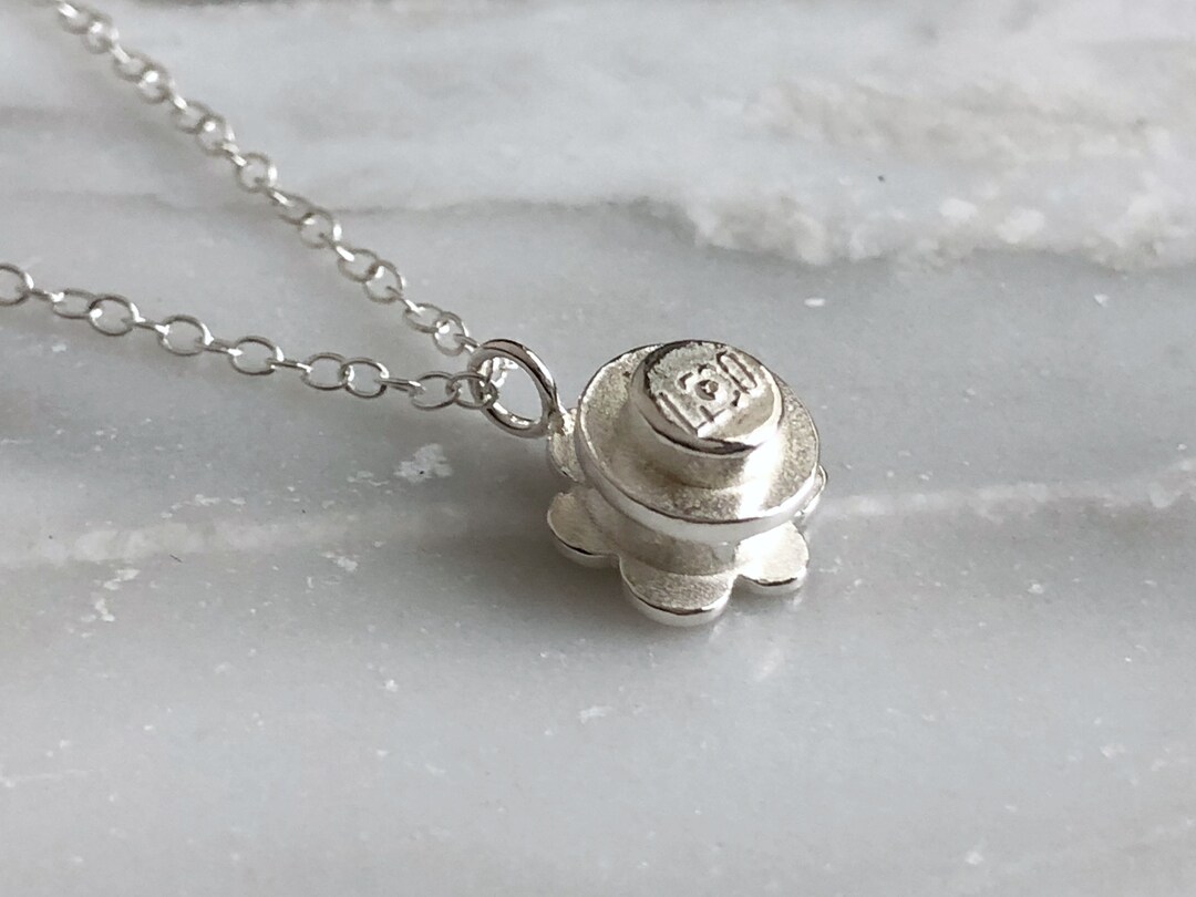 LEGO Daisy Sterling Silver Necklace, Block Necklace, Geometric Jewelry ...