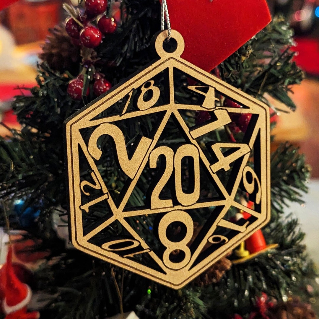 D20 Christmas Tree Holiday Ornament | Laser Cut, D&D Dice Bauble Gift ...