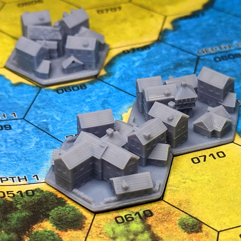 1.25" Towns Hex Gaming | 30mm Urban Mini Hex TTRPG Scenery, Game ...