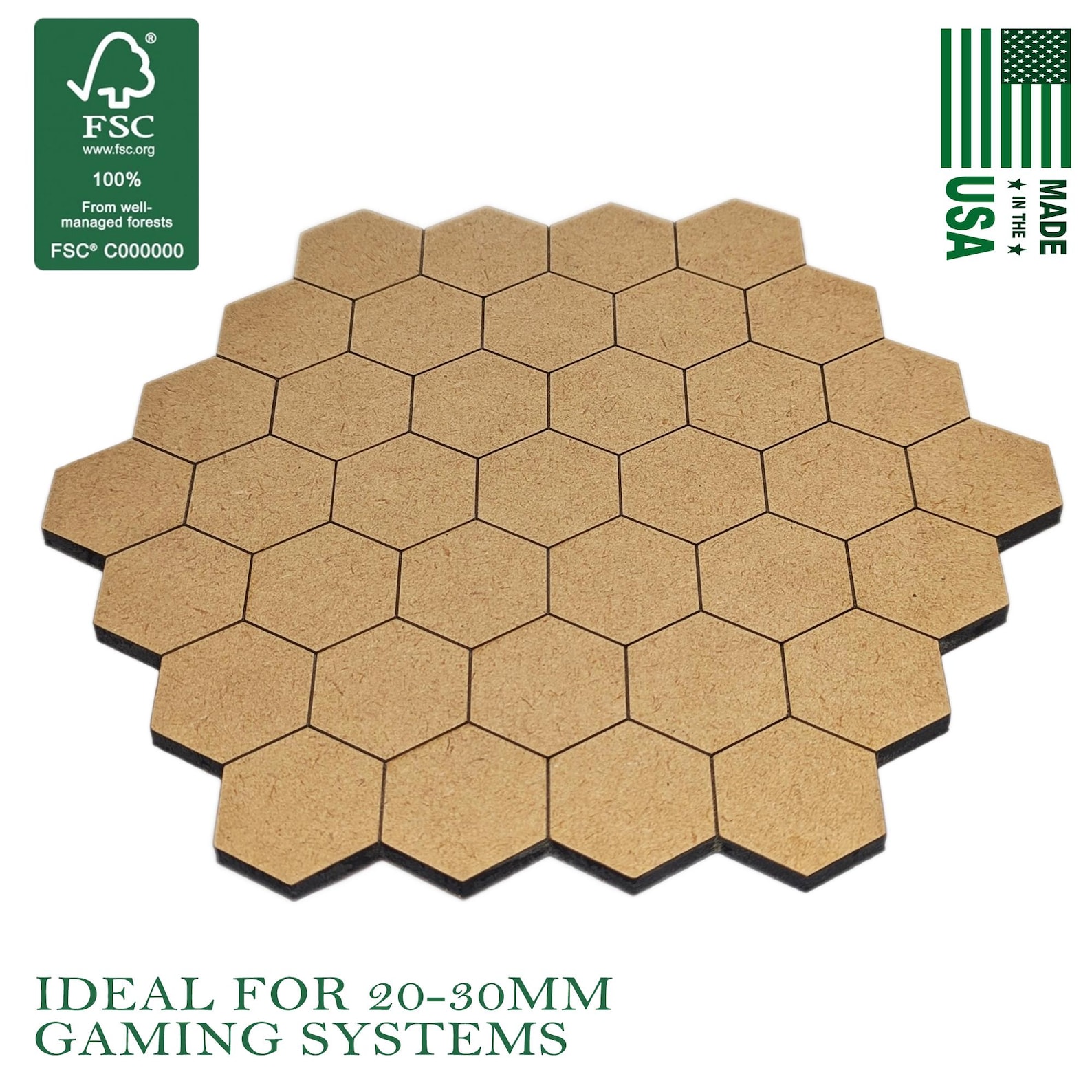 37-tile Large Multi-hex 1.25" MDF Base | 30mm, 3mm, 6mm, TTRPG Scenery ...