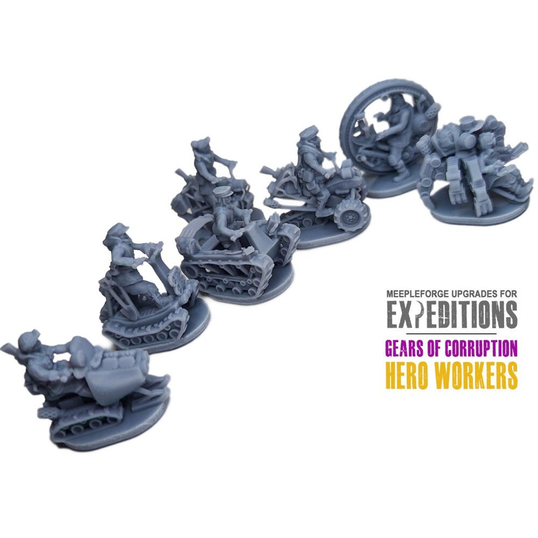 Scythe Expeditions: Gears of Corruption Hero Workers 7pcs | Board Game ...