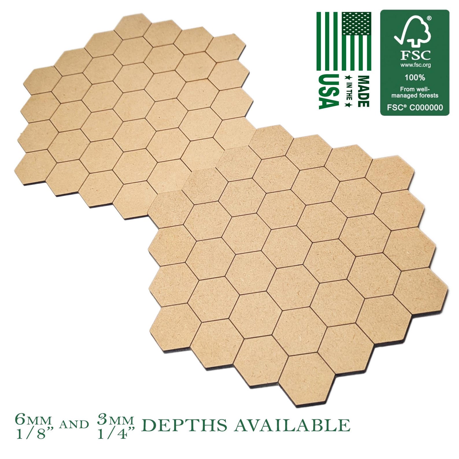 37-tile Large Multi-hex 1.25" MDF Base | 30mm, 3mm, 6mm, TTRPG Scenery ...