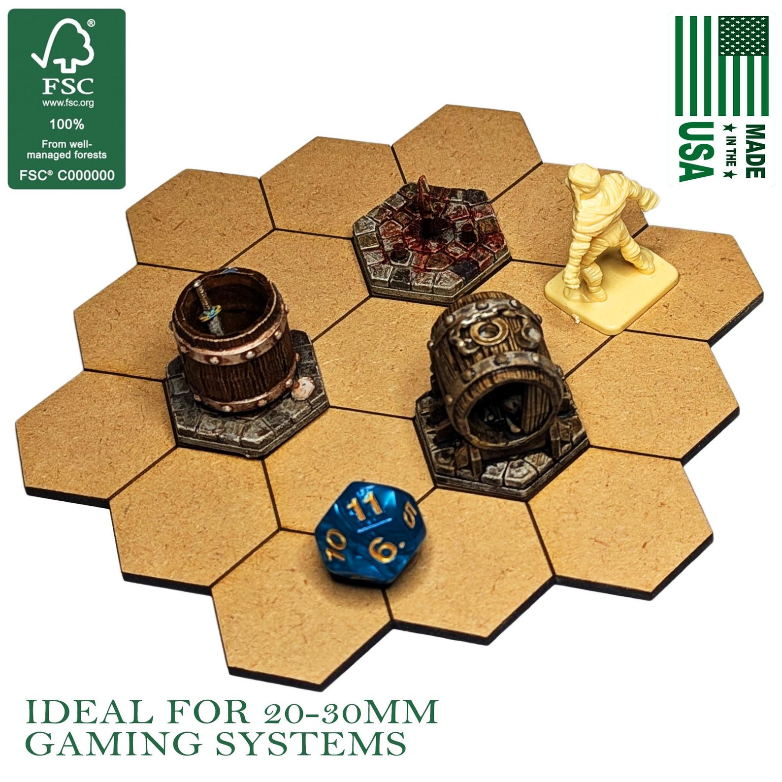 3-tile Arch Multi-hex 1.25" MDF Bases | TTRPG Scenery, Battlefield RPG ...