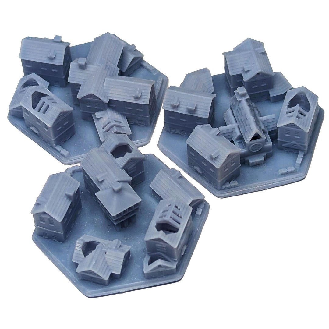 1.25" Bombed & Damaged Towns Hex Gaming | Urban Mini Hex TTRPG Scenery ...