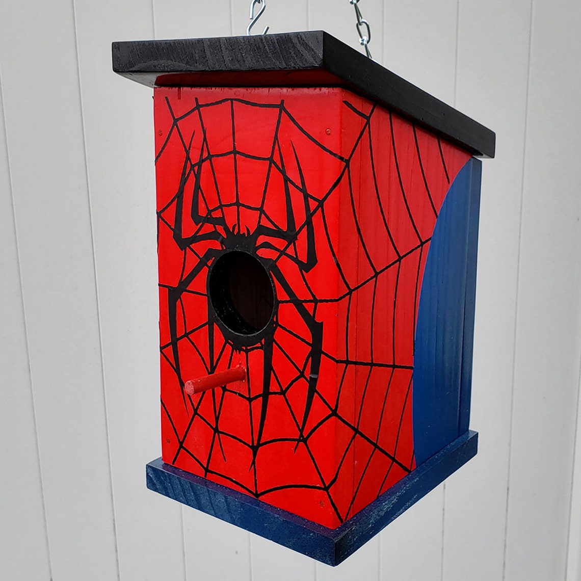 The Spidey House: Spiderman Birdhouse Outdoor Birdhouses | Etsy