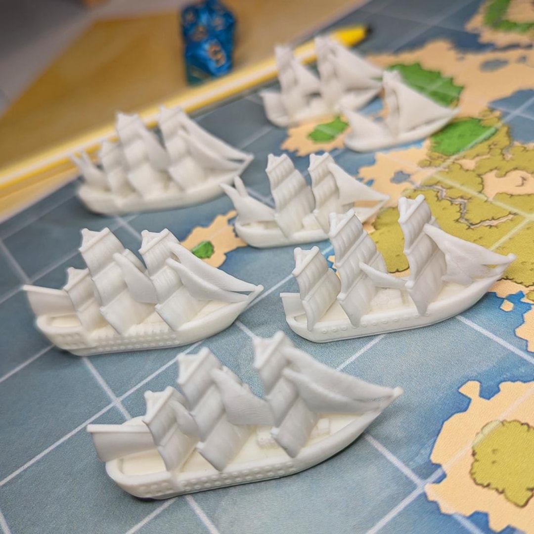 White Merchants & Marauders Upgraded Ships Set of 7 Board Game Tokens ...