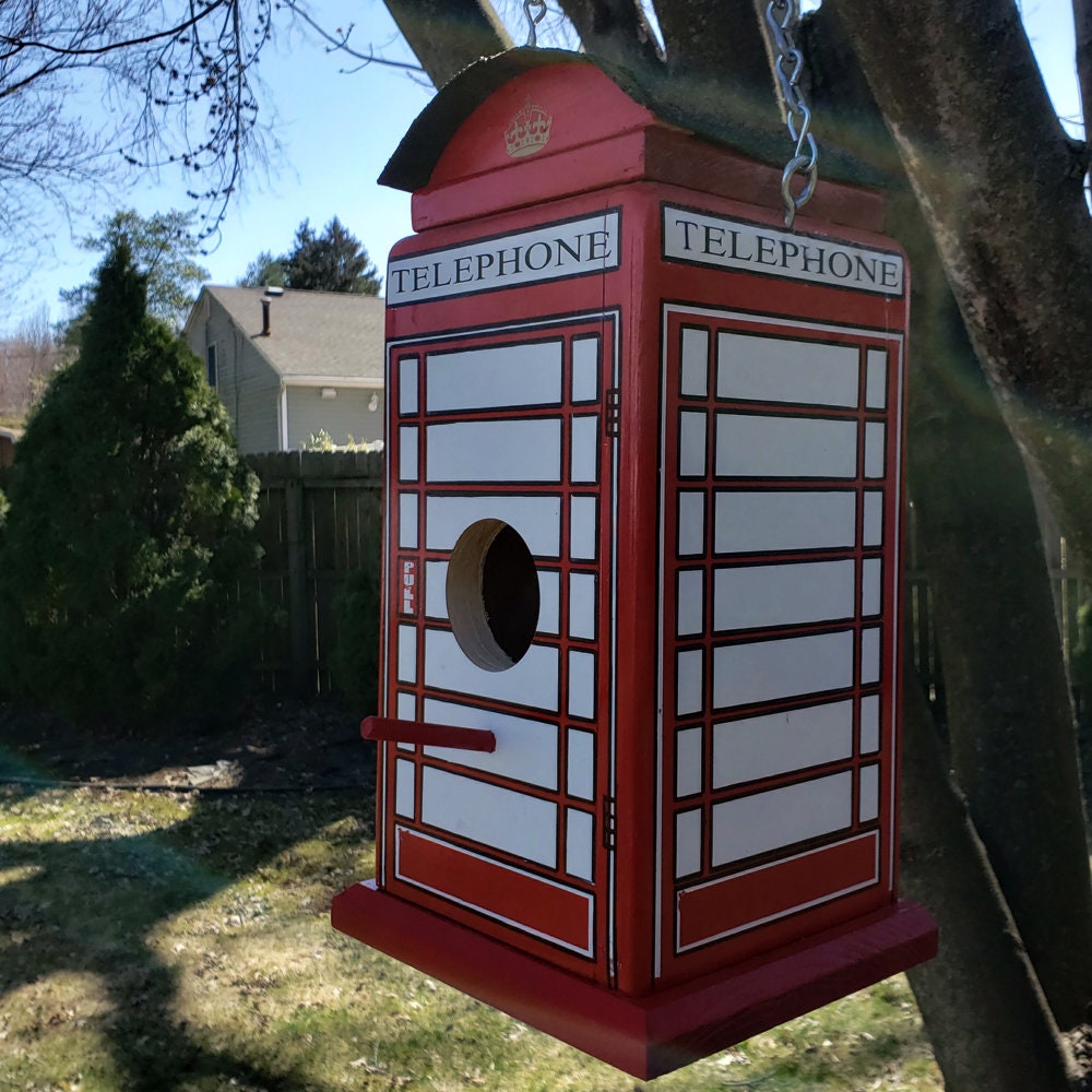 British Telephone Box Red Birdhouse Bird house Outdoor | Etsy