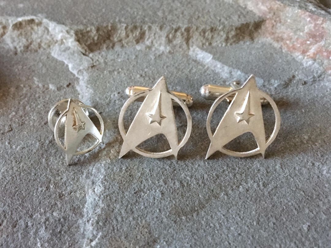 Star Trek Cufflink and Lapel Pin Wedding Gift Set Trekkie Gifts, Nerd ...