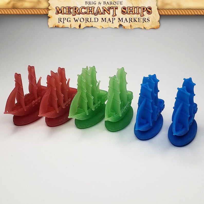 Multi-color Brig & Barc RPG World Map Markers | Dungeons N Dragons, Barque, Custom Meeple ...