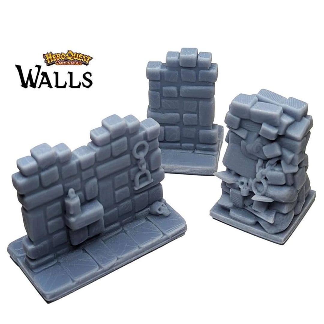 Heroquest Blocked Walls 25mm Compatible HD Dungeon Terrain Miniature ...