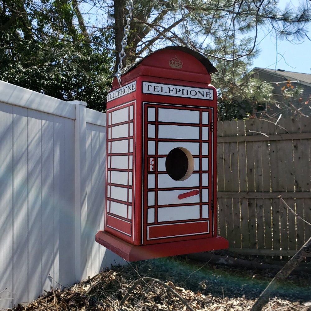 British Telephone Box Red Birdhouse Bird house Outdoor | Etsy