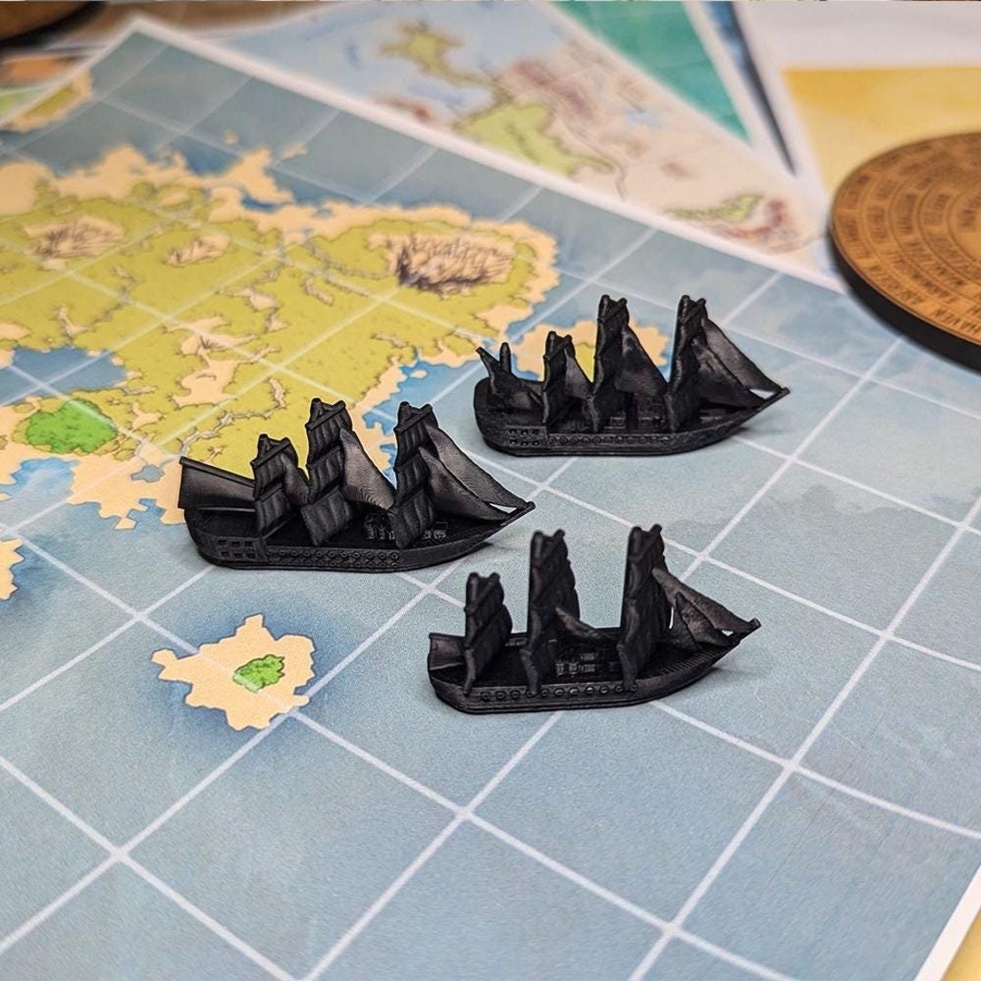 Black Merchants & Marauders Upgraded Pirate Ships Set of 7 Board Game ...