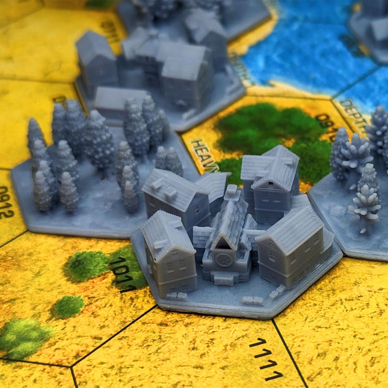 1.25" Towns Hex Gaming | 30mm Urban Mini Hex TTRPG Scenery, Game ...
