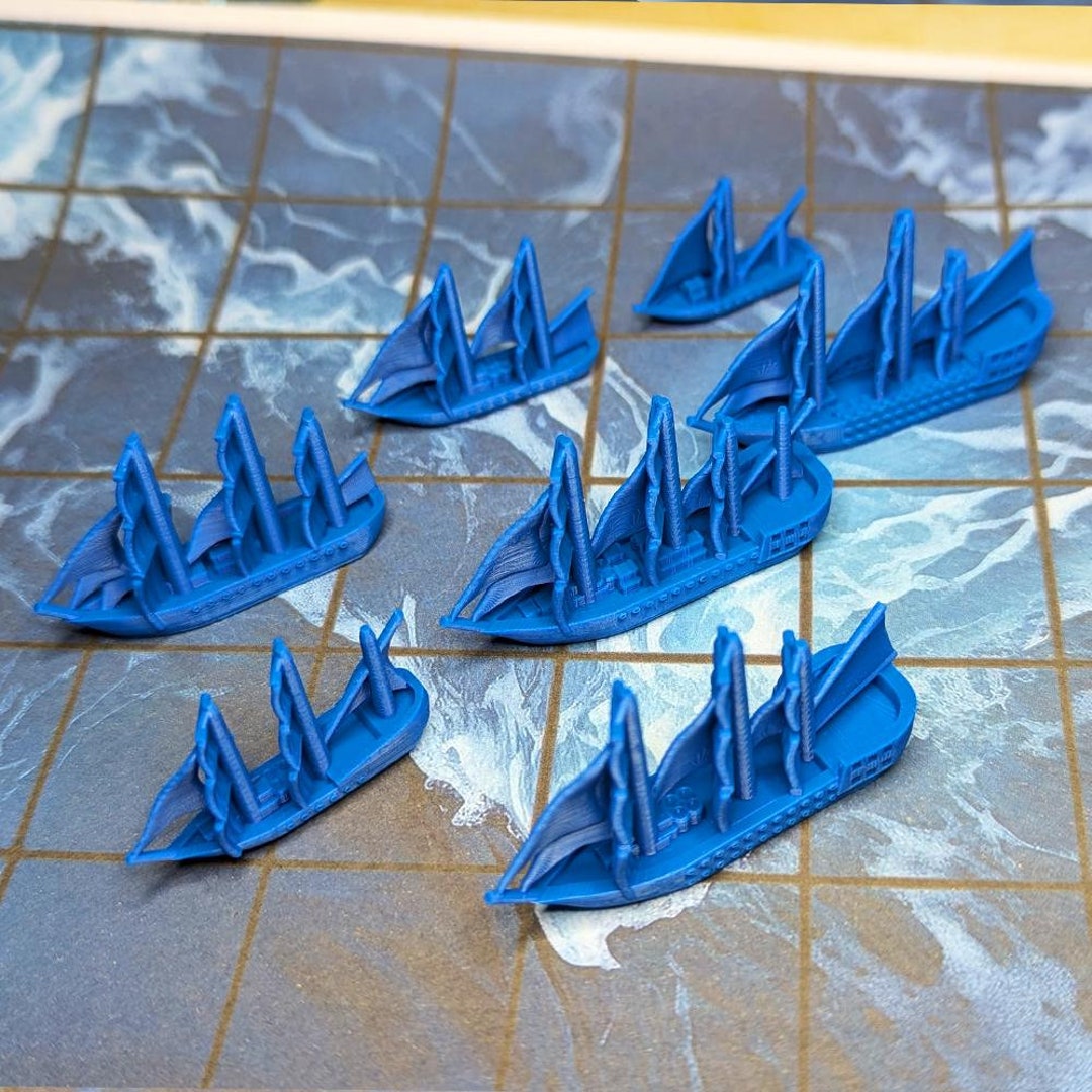 Blue Merchants & Marauders Upgraded Ships Set of 7 Board Game Tokens ...