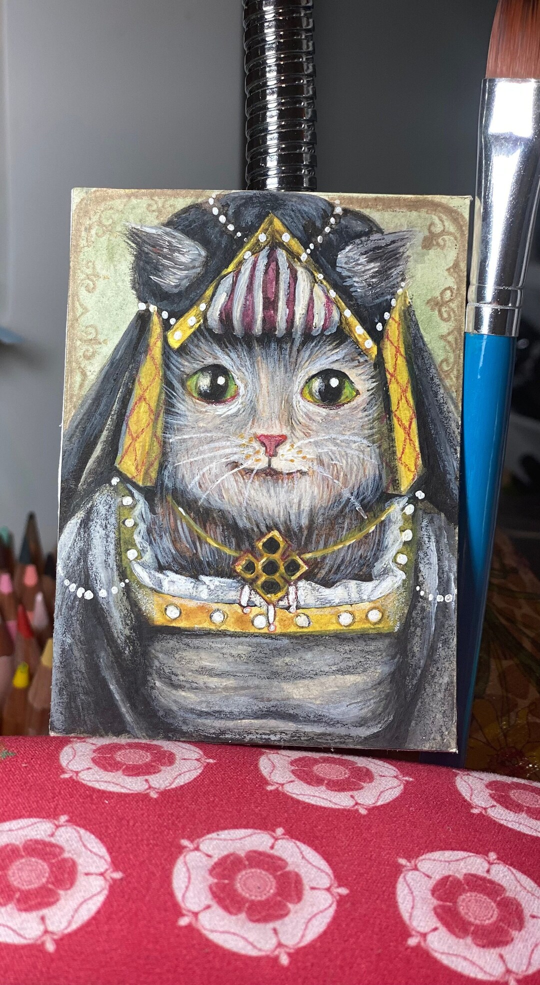 Catherine of Aragon Tudor Queen Cat Painting Created Using Coloured ...