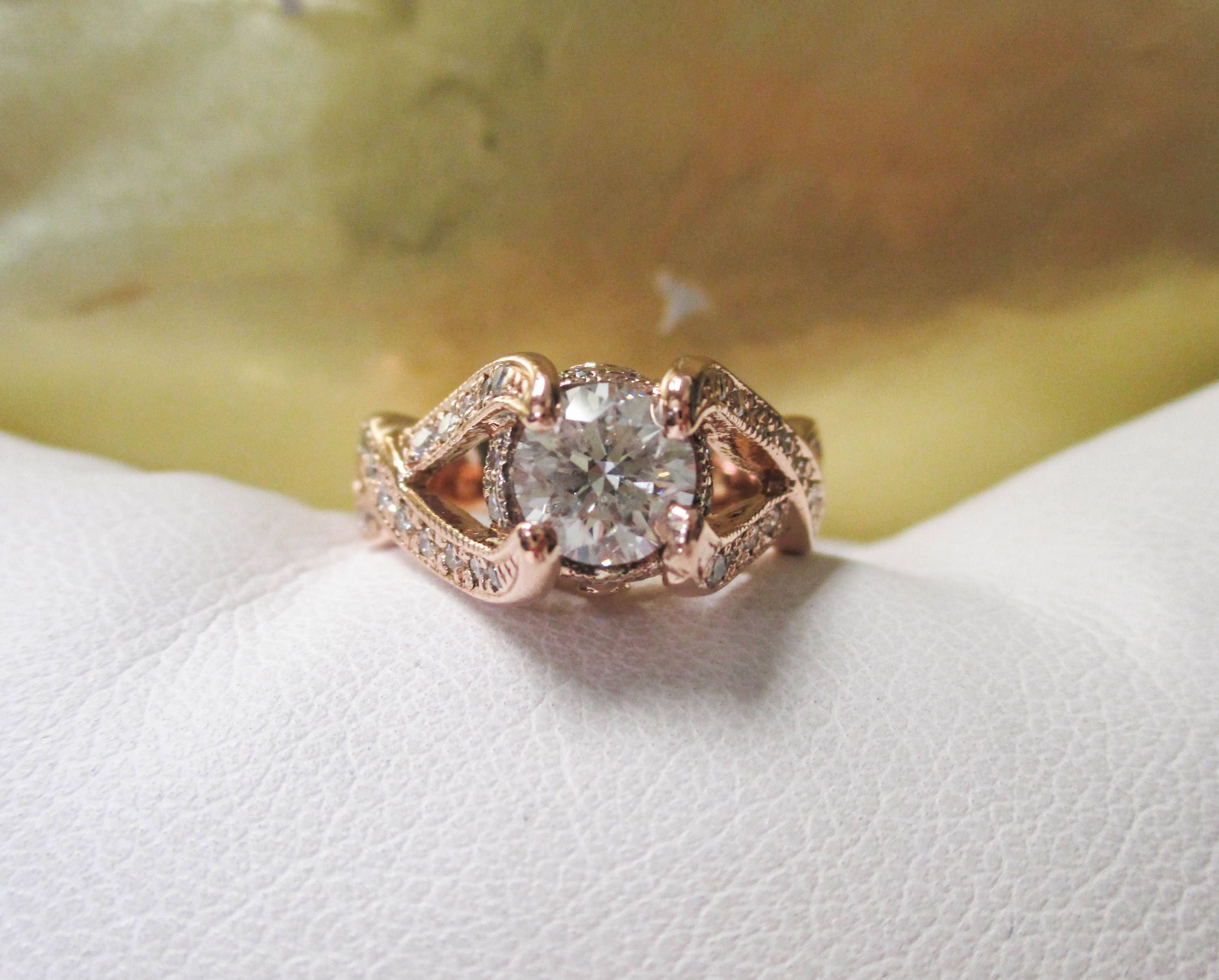 ONE 14K Rose Gold Diamond Twist Ring Size 4.5 - Etsy