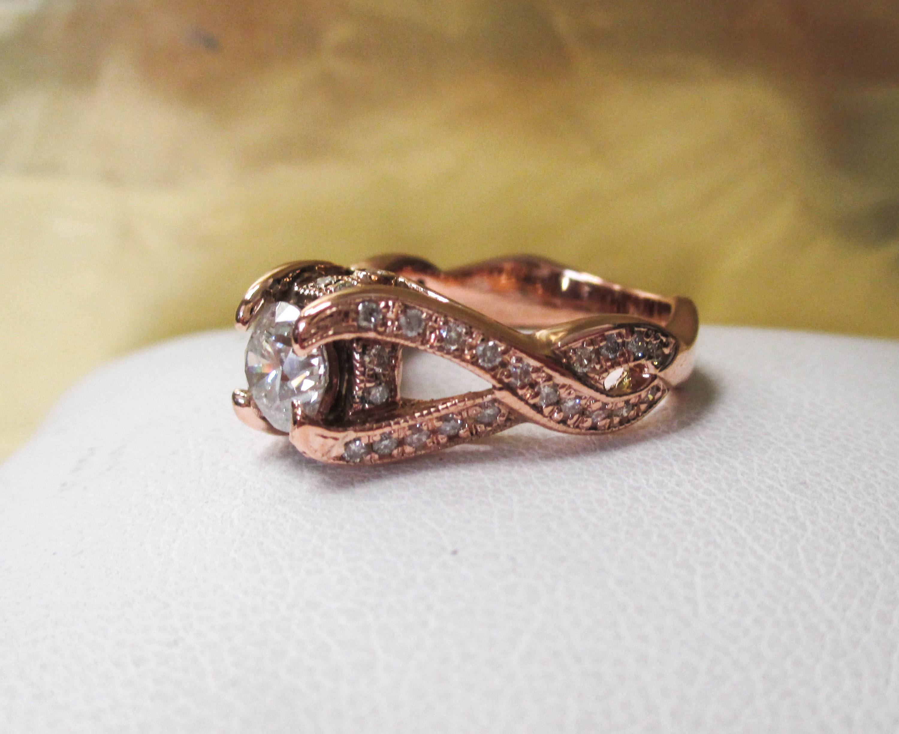ONE 14K Rose Gold Diamond Twist Ring Size 4.5 - Etsy