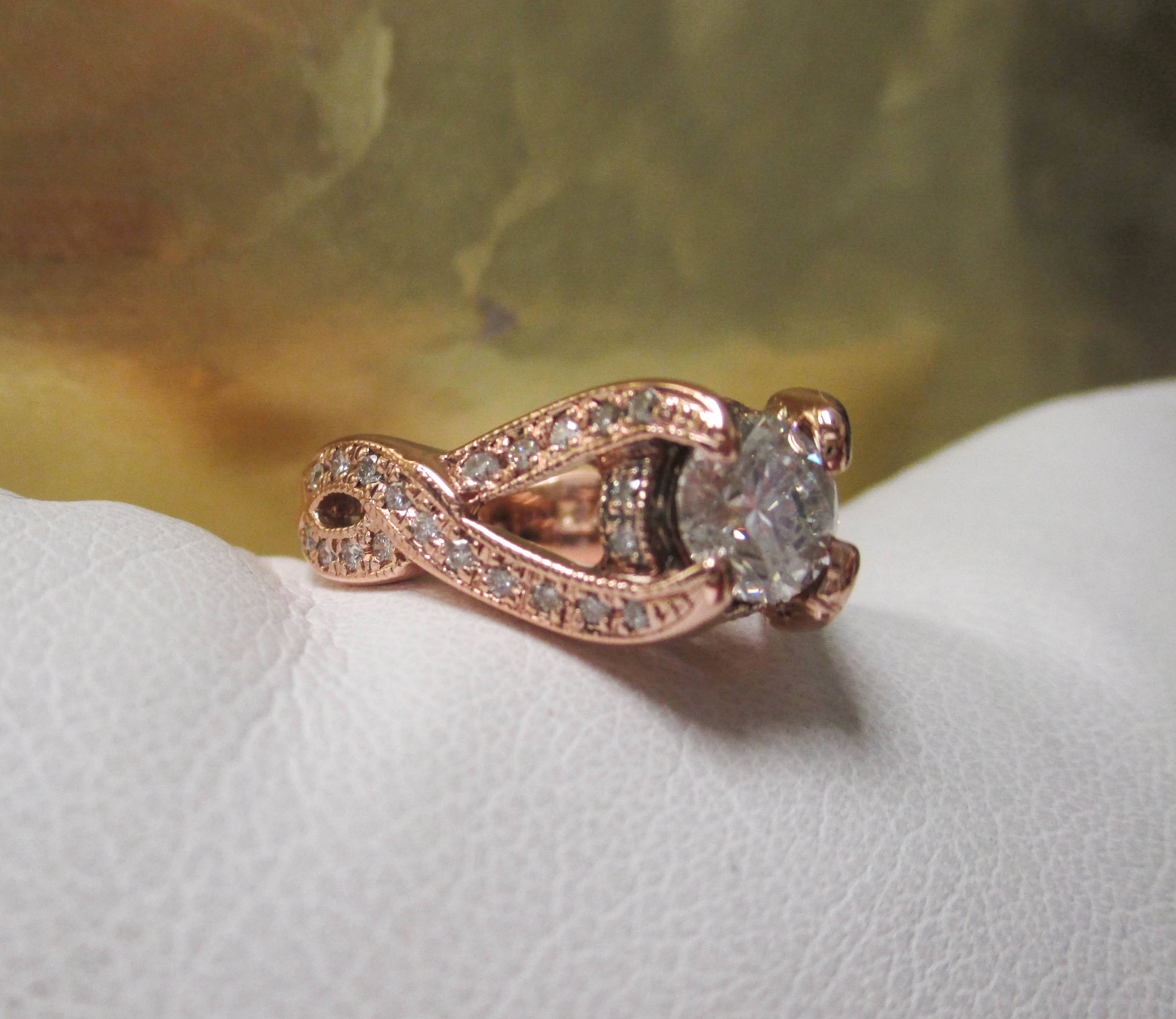 ONE 14K Rose Gold Diamond Twist Ring Size 4.5 - Etsy