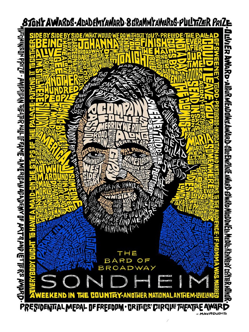 STEPHEN SONDHEIM: the Bard of Broadway (a Typographic Portrait) - Etsy