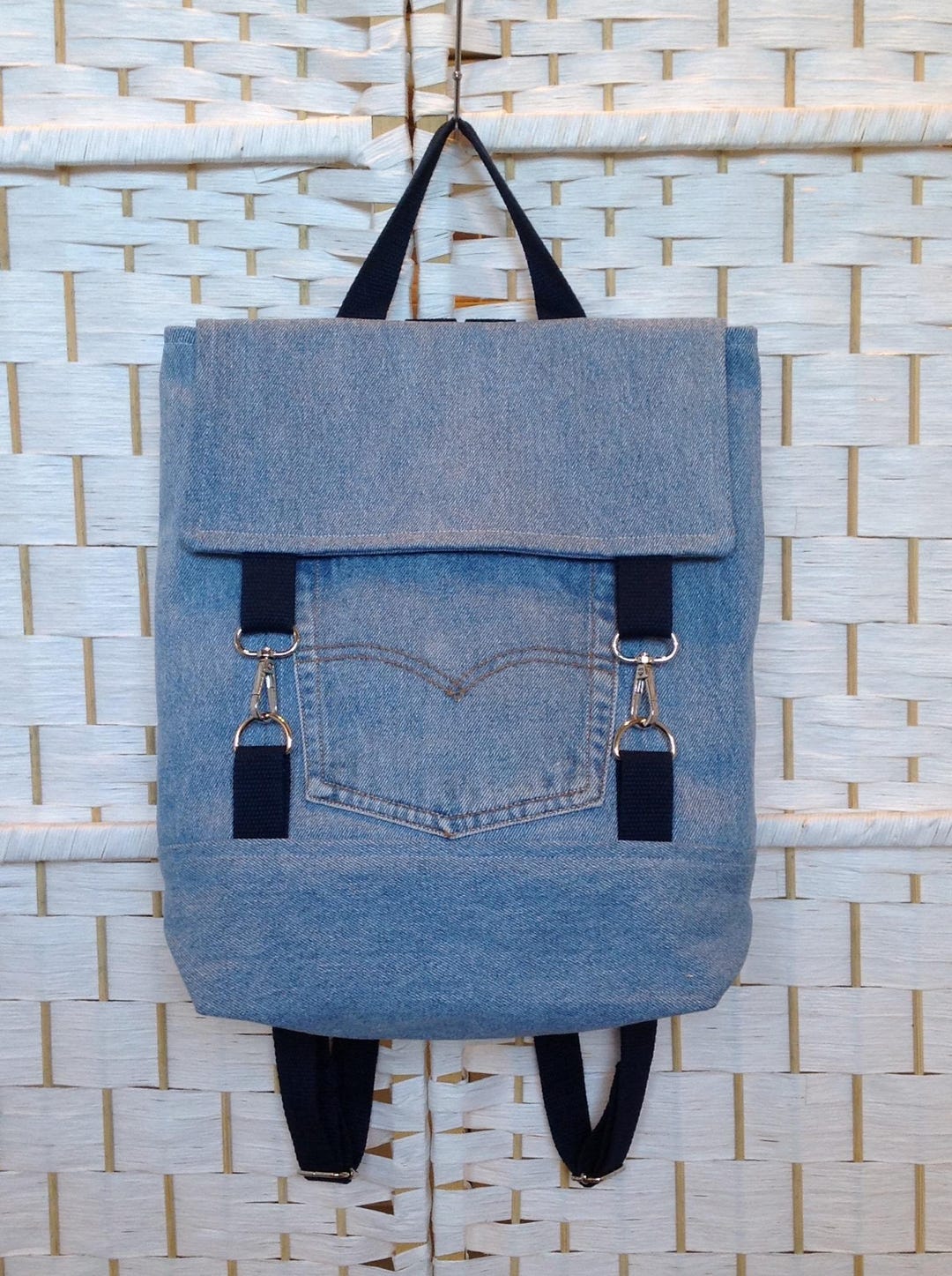 Upcycled Denim Backpack: Handmade Women's Travel Bag - Etsy UK
