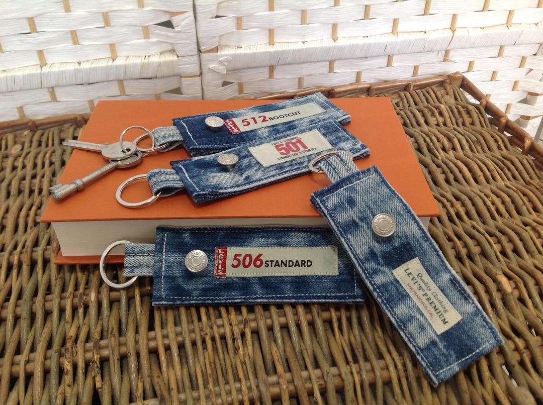 Recycled Denim Key Ring: Upcycled Jeans Waistband, Bag Charm - Etsy