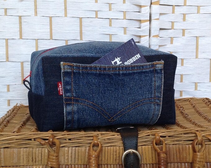 Jeans Box Pouch, Recycled Denim Travel Bag, Toiletry Bag, Craft Bag ...