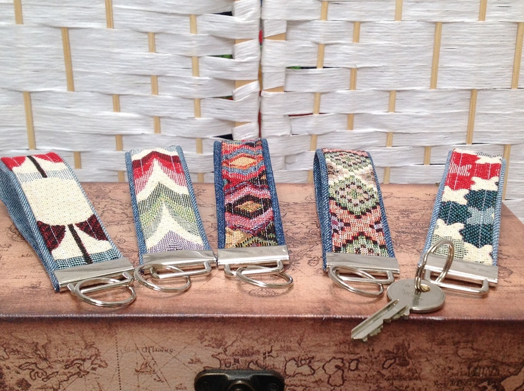 Tapestry Denim Wrist Key Fob: Recycled Jeans Key Ring - Etsy