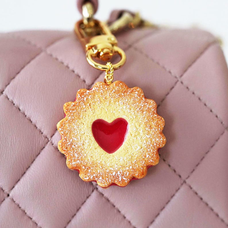 Handmade Jam Cookie Bag Charm – Kawaii Heart Biscuit Keychain - Etsy