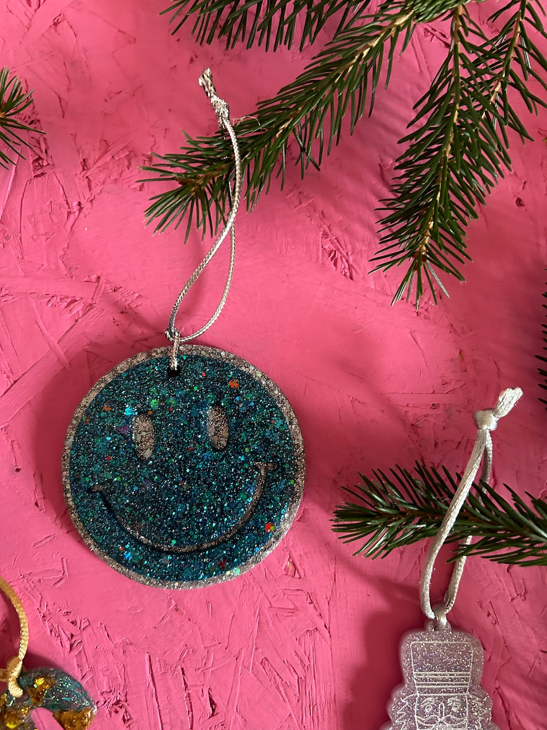 Smiley Face Christmas Tree Ornament // Resin Tree Hanging - Etsy