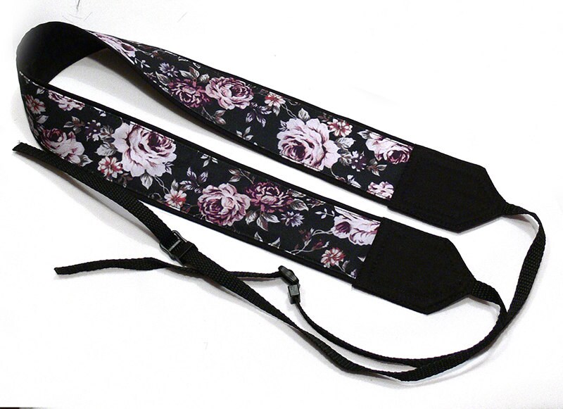 Roses Camera Strap. Black and Purple Camera Strap. - Etsy