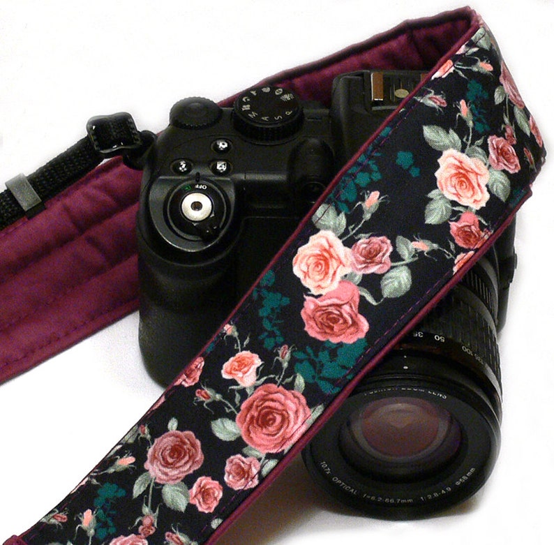Roses Camera Strap. Purple Camera Strap DSLR Camera Strap. - Etsy