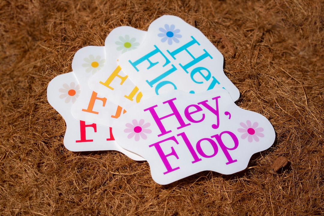 Hey Flop! Vinyl Sticker Set(5) Water Proof Decal 5 Colors, Belvycenter ...