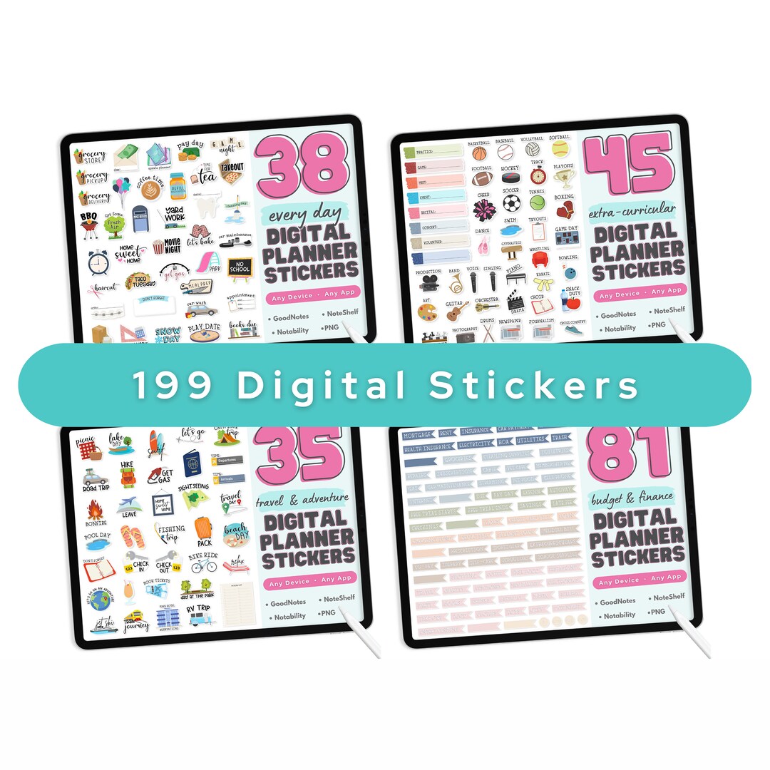 Digital Planner Stickers Bundle - PNG Digital Stickers, Compatible With ...