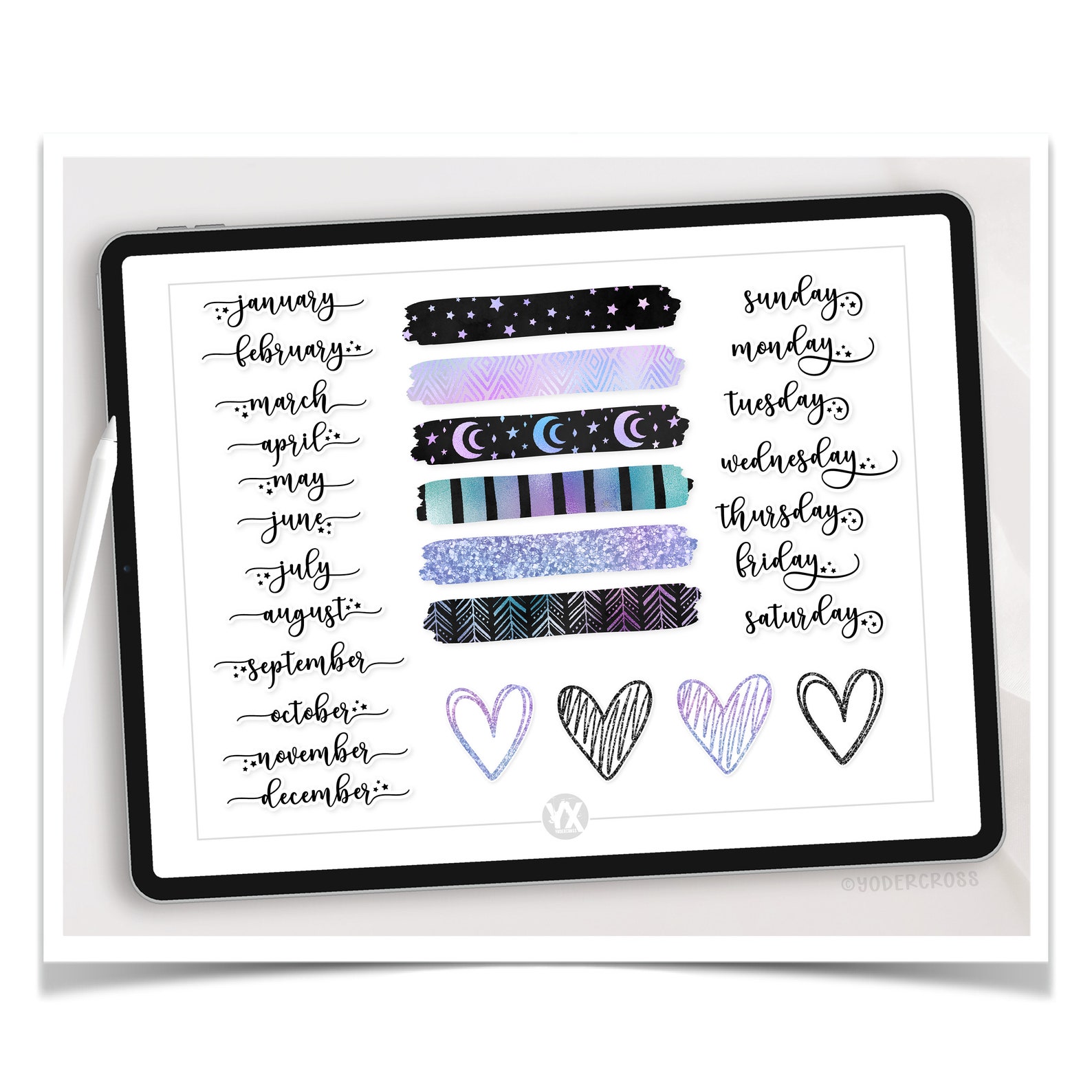 Days and Months Digital Planner Stickers Goodnotes - Etsy